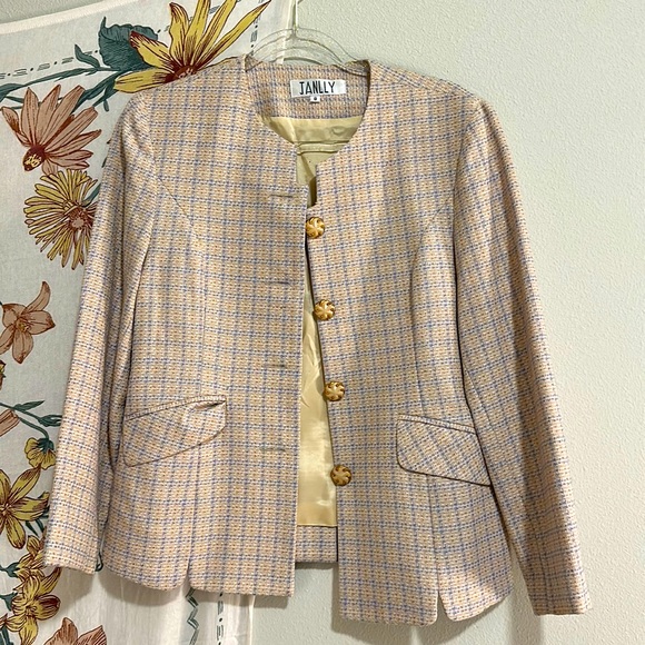 Janlly | Jackets & Coats | Vintage Pastel Checkered Blazer | Poshmark